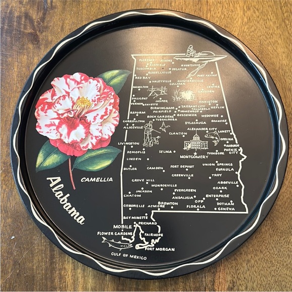 Vintage | Accents | Vintage Alabama Black And Gold Serving Tray With ...